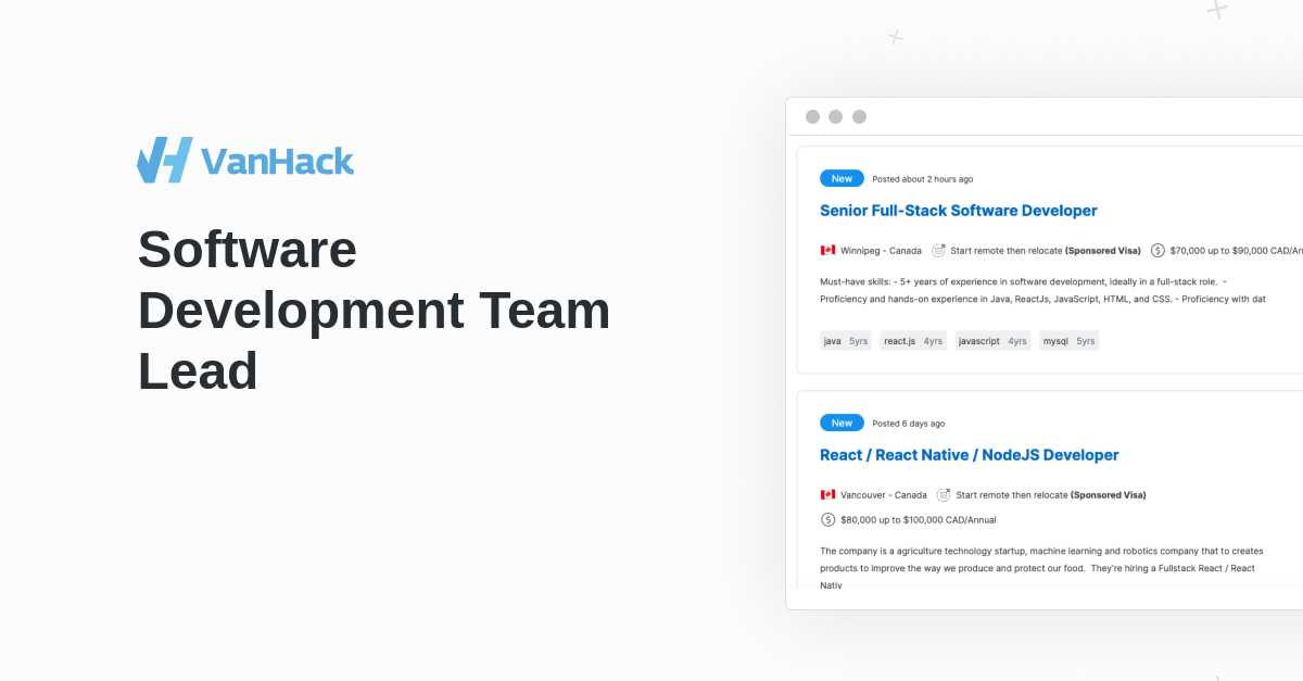 Software Development Team Lead - VanHack
